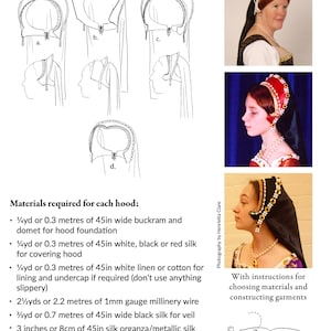 Pattern for Tudor Woman's French Hood With Variations, Tudor Tailor ...