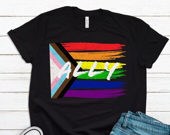 Progress Pride Flag T-shirt LGBTQ BIPOC Rainbow Gay Pride Trans Pride ...