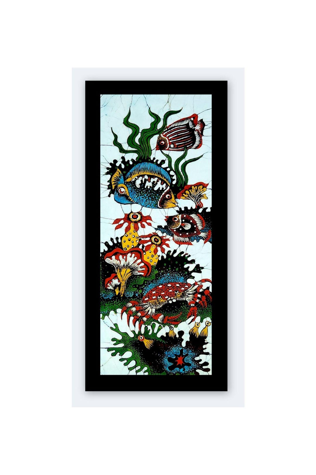 Vintage Batik Fish Tank Art: Original Seascape Painting (11x25) - Etsy