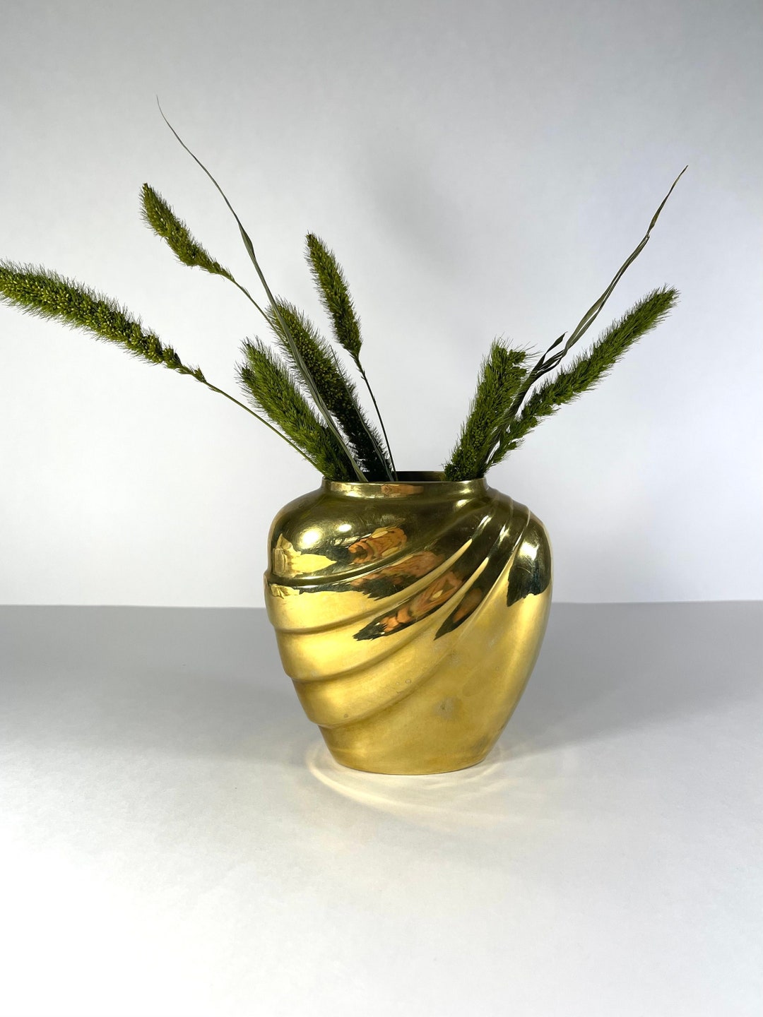 Unique Vintage Solid Brass Vase | Art Deco Style Brass Vase Vintage ...