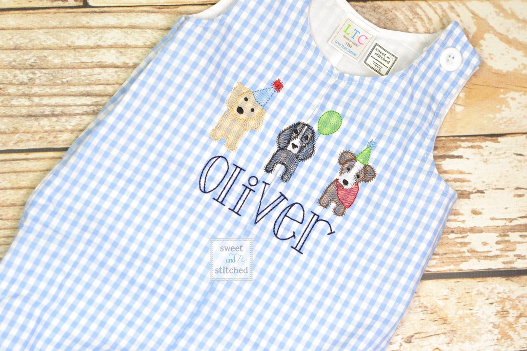 Personalized Baby Boy Dog Themed Birthday Outfit - Baby Boy Puppy 1st ...
