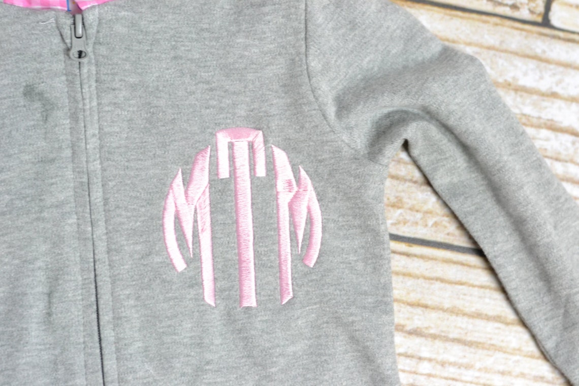 Monogrammed Girls Jacket Monogrammed Zip up Hoodie | Etsy