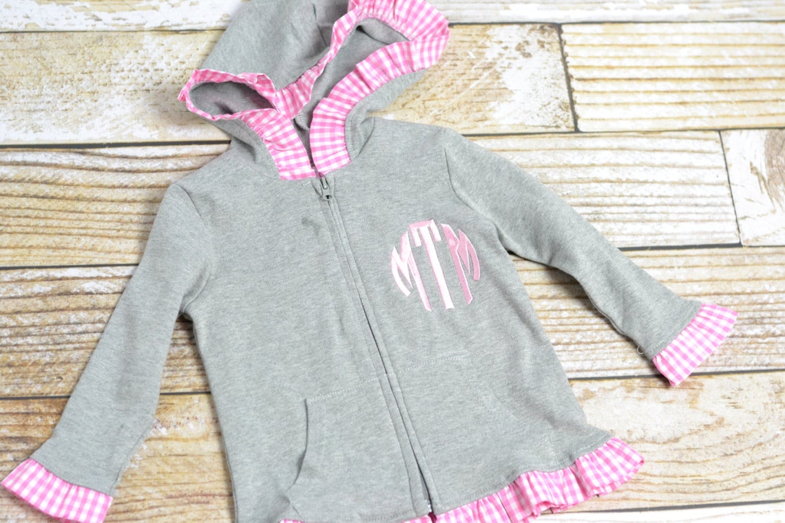 Monogrammed Girls Jacket Monogrammed Zip up Hoodie | Etsy