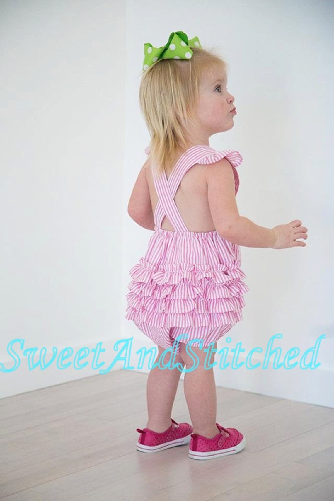 Monogrammed Baby Girl Rainbow Ruffle Bubble With Hot Pink - Etsy