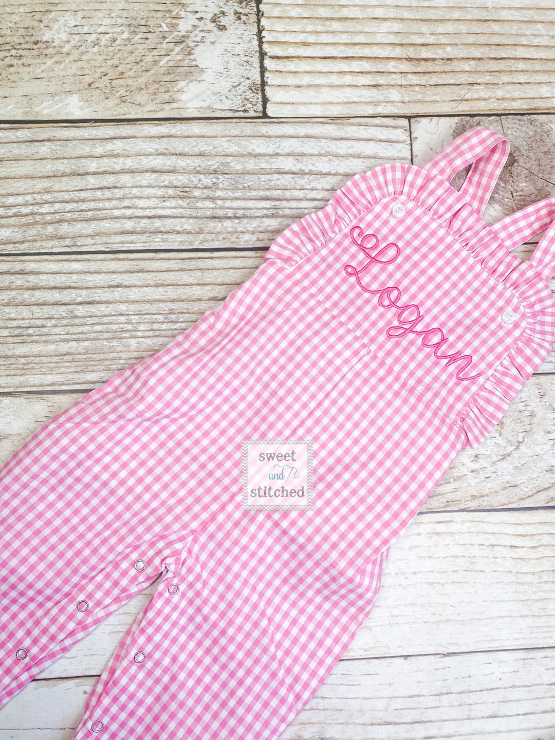 Baby Girl Monogrammed Spring or Easter Outfit, Pink Gingham Monogrammed ...