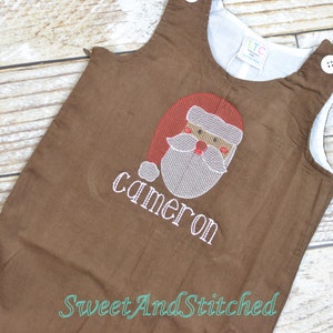 Baby Boy Christmas Outfit With Santa Face and Name in Vintage Style ...