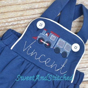 Monogrammed Baby Boy Train Outfit, Monogrammed Boys Romper, 1st ...