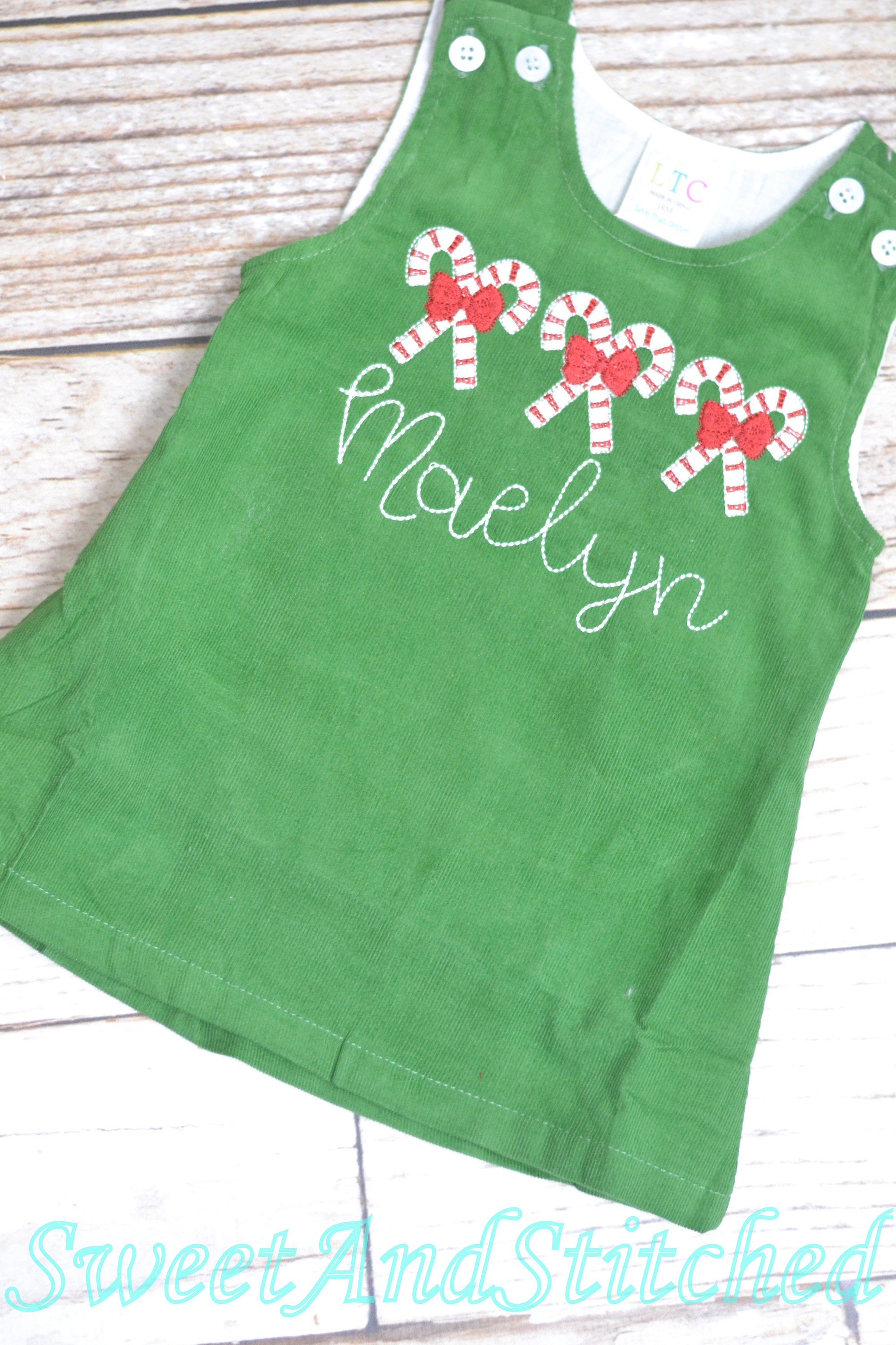Girls Candy Cane Christmas Dress - Monogrammed Christmas Outfit ...