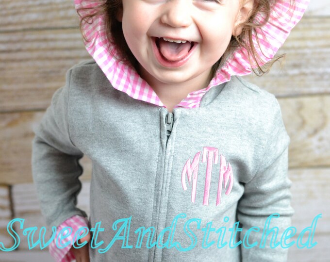 Monogrammed Girls Jacket, Monogrammed Zip up Hoodie, Monogrammed ...