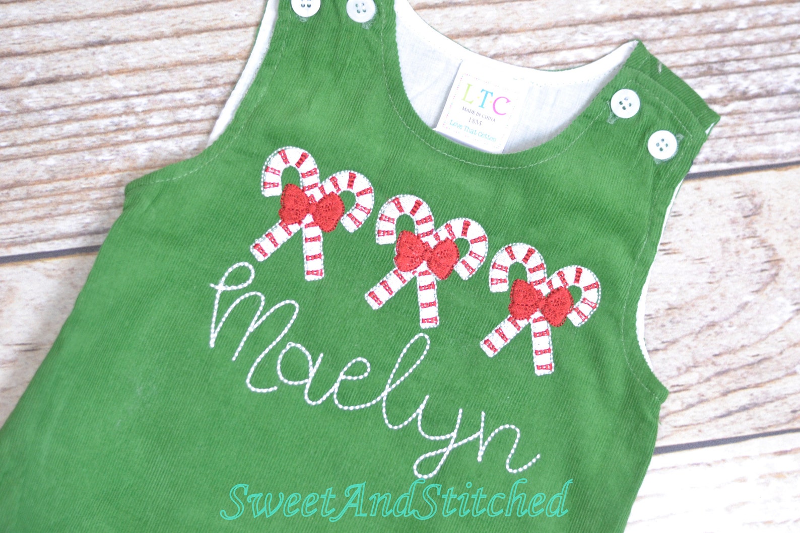 Girls Candy Cane Christmas Dress - Monogrammed Christmas Outfit ...