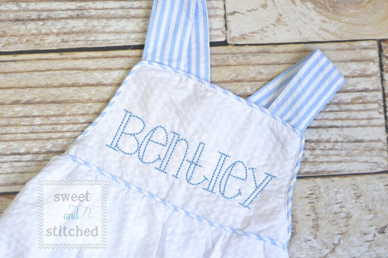 Monogrammed Baby Boy Outfit Monogrammed Boys Seersucker - Etsy