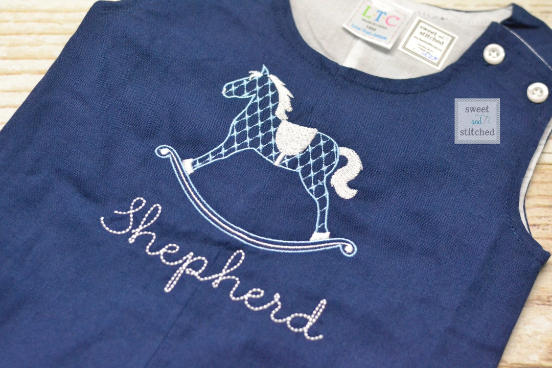 Monogrammed Baby Boy Rocking Horse Jon Jon, Baby Boy Outfit With ...