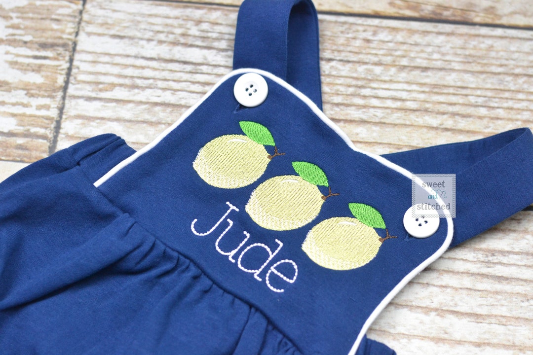Monogrammed Baby Boy Cake Smash Outfit, Lemon Themed 1st Birthday ...