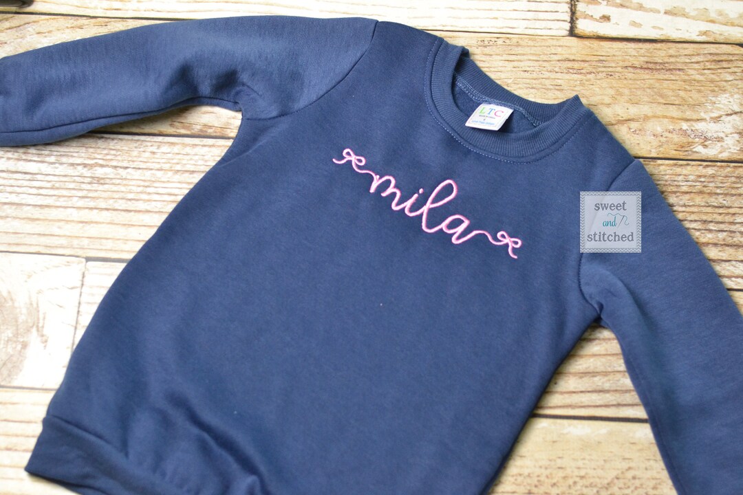 Monogrammed Sweatshirts, Girls Monogrammed Sweatshirts Navy and Pink ...