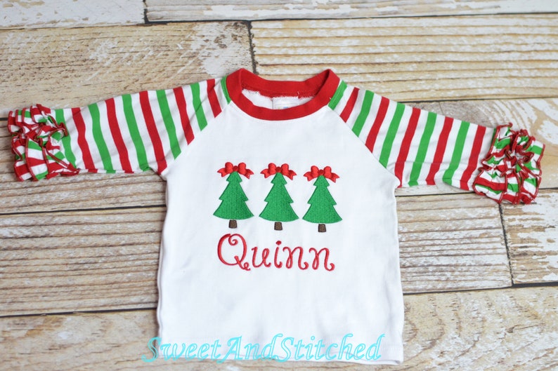 Girls Christmas shirt personalized monogrammed christmas | Etsy
