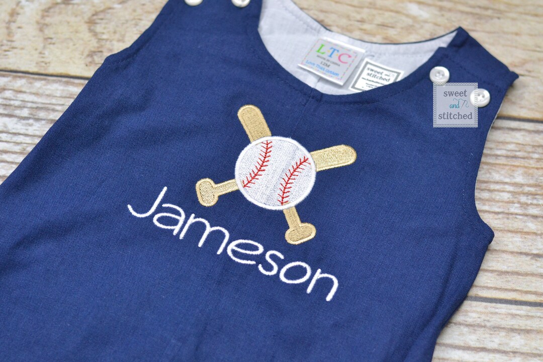 Monogrammed Baby Boy Baseball Jon Jon, Baby Boy Outfit With Baseball ...