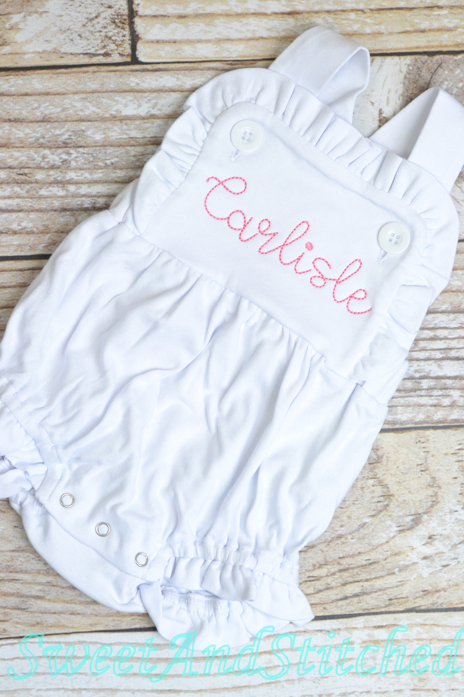 Monogrammed Baby Girl Romper, Girls Cross Backed Bubble, Girls Summer ...