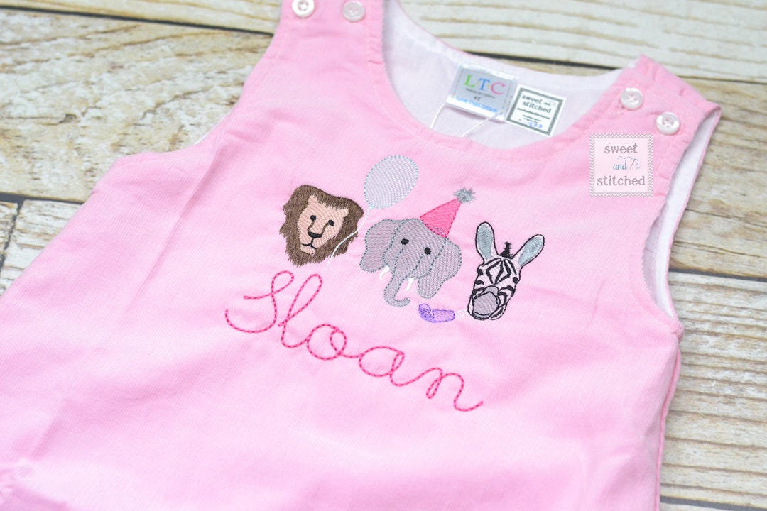 Baby Girl Monogrammed Zoo Birthday Jumper Dress, Monogrammed Zoo ...