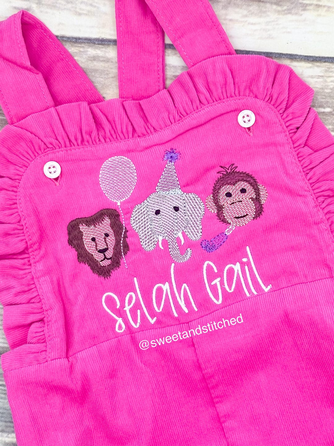 Baby Girl Monogrammed Zoo Birthday Overalls, Monogrammed Zoo Animal ...