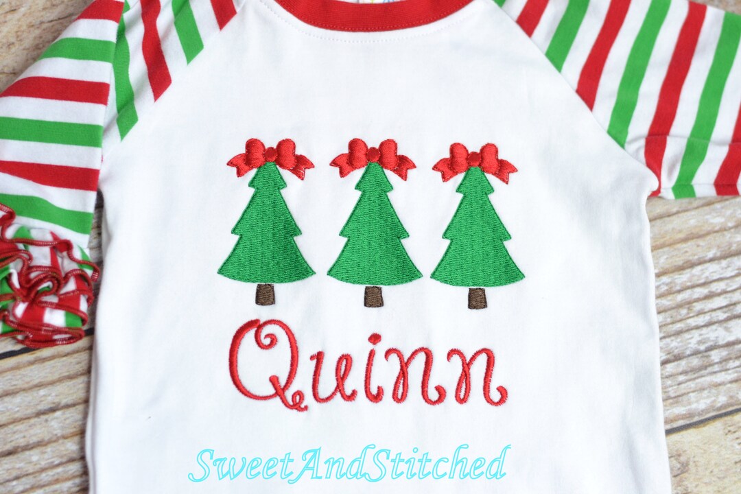 Girls Christmas Shirt Personalized, Monogrammed Christmas Raglan Tee ...