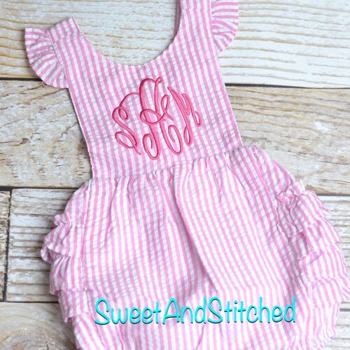 Monogrammed Toddler Bubble Romper Monogrammed Seersucker - Etsy