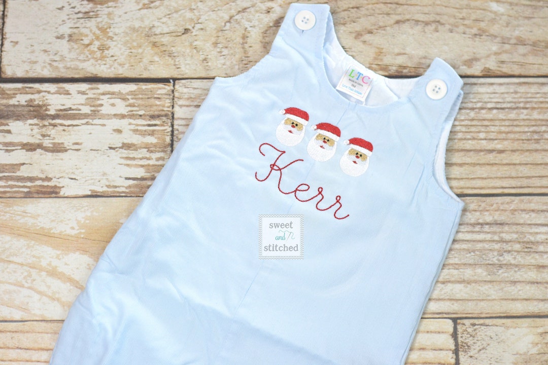 Monogrammed Boys Christmas Overalls in Baby Blue Corduroy, Boys ...