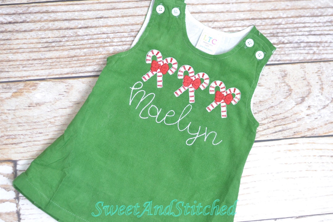 Girls Candy Cane Christmas Dress - Monogrammed Christmas Outfit ...