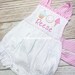 Monogrammed Seersucker Baby Girl Cake Smash Outfit With Sweets Trio and ...