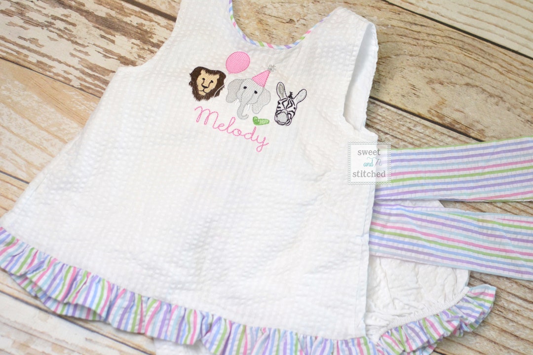 Baby Girl Swing Back Bloomer Set With Zoo Theme, Party Animal Birthday ...