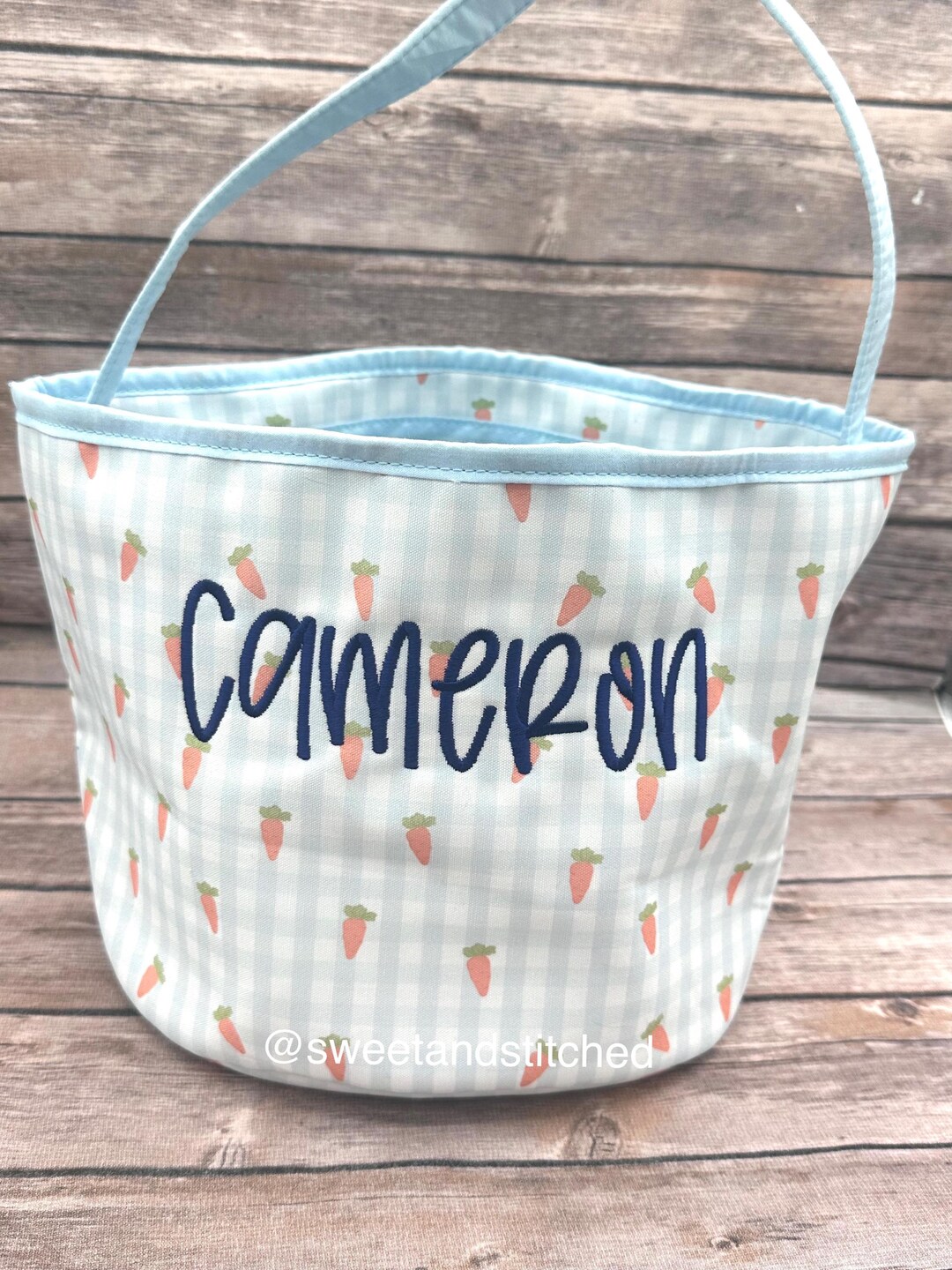 Monogrammed Easter Baskets in Pink and Blue, Floral and Carrot Design ...