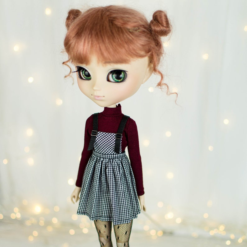 Set: Turtleneck and Plaid Dungaree for Pullip Obitsu 27 Blythe | Etsy