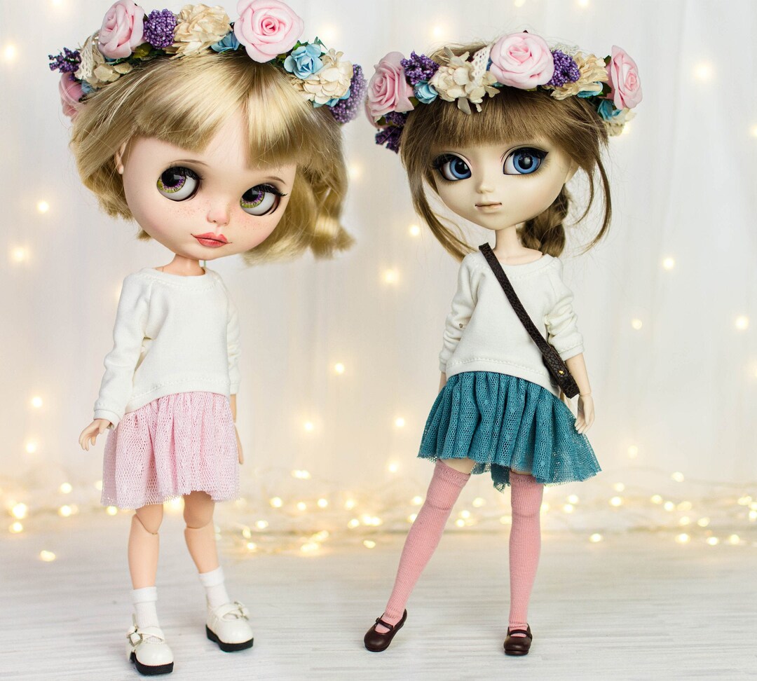 White Pullover Dress With Tulle Blythe, Pullip, Obitsu 26 27, Pure ...