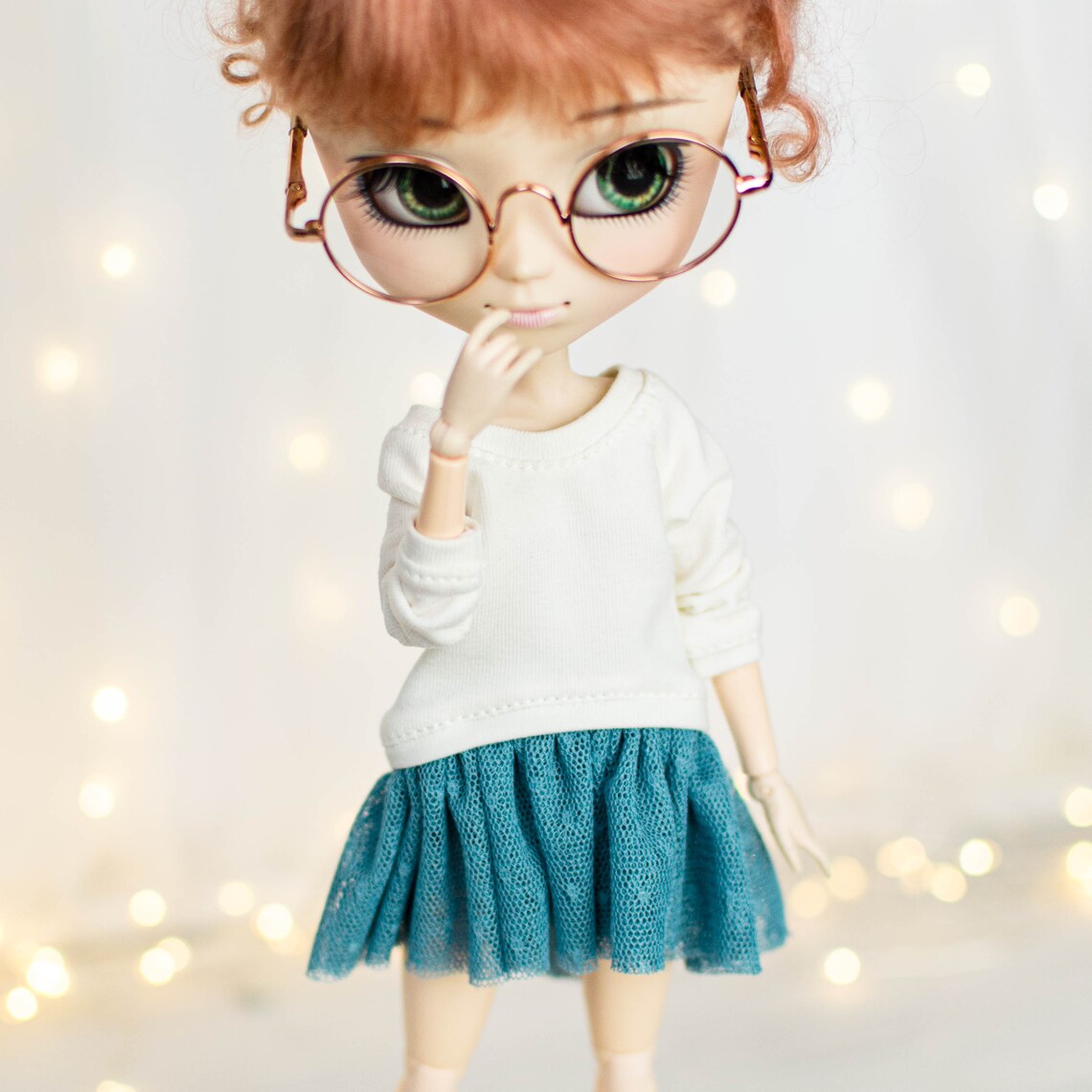 White pullover dress with tulle Blythe Pullip Obitsu 26 27 | Etsy