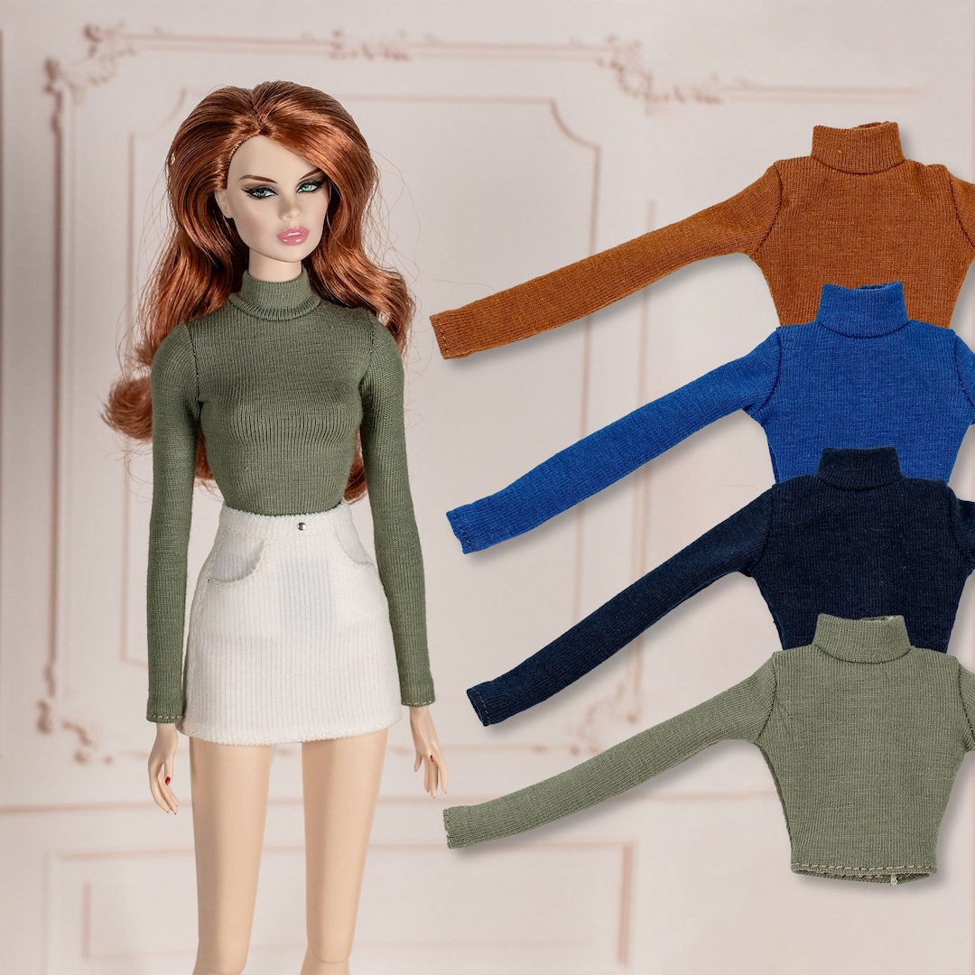 Top de cuello alto en color oscuro para Pullip, Obitsu 27 26, Blythe ...