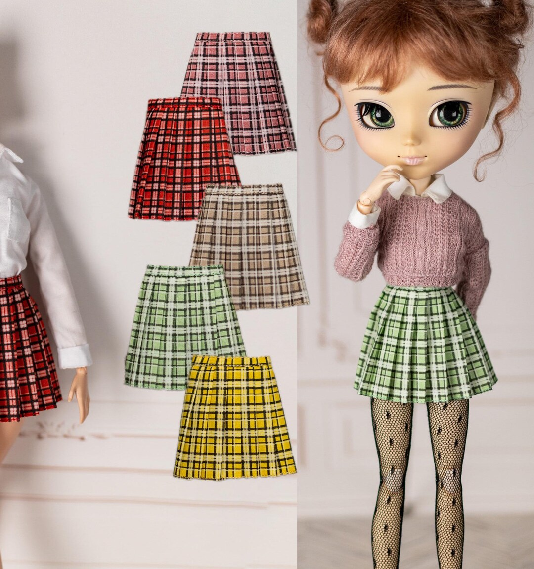 Plaid Tennis Skirt for Pullip, Blythe, Obitsu, Poppy Parker, Fashion ...