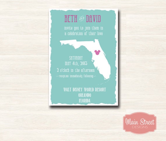Florida State Disney Wedding Invitation - Etsy