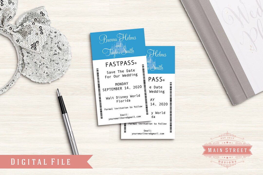 Disney Fastpass-inspired Save the Date – Custom Digital File - Etsy