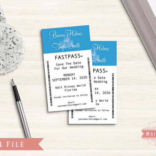 Disney Fastpass Save the Dates Wedding/birthday/shower/etc | Etsy