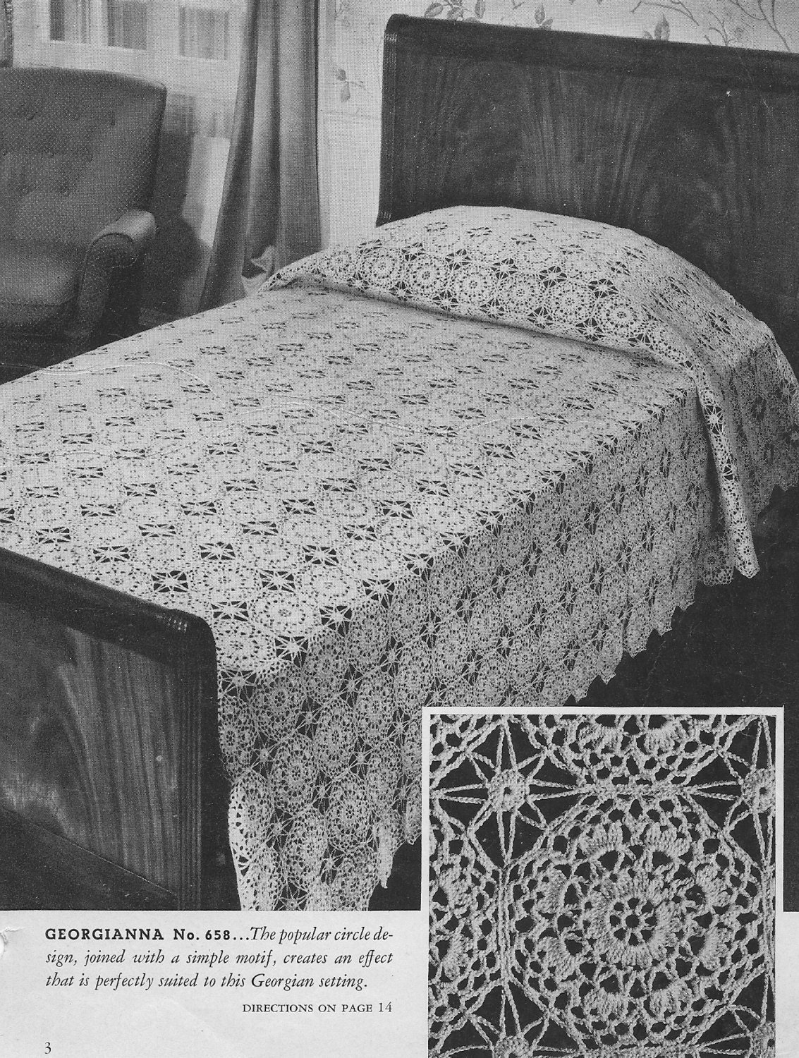 PDF 1938 Vintage Bedspread Pattern Crochet “georgianna” INSTANT ...