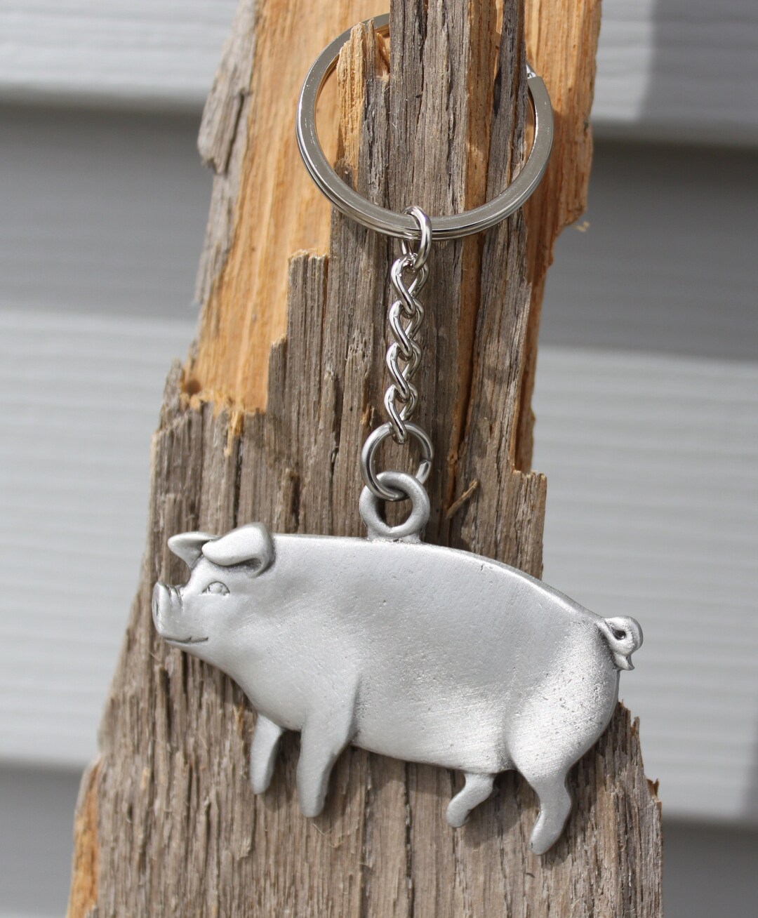 Lead Free Pewter Pig Keychain Pig Key Chain Farmer Gift Farm Keys ...