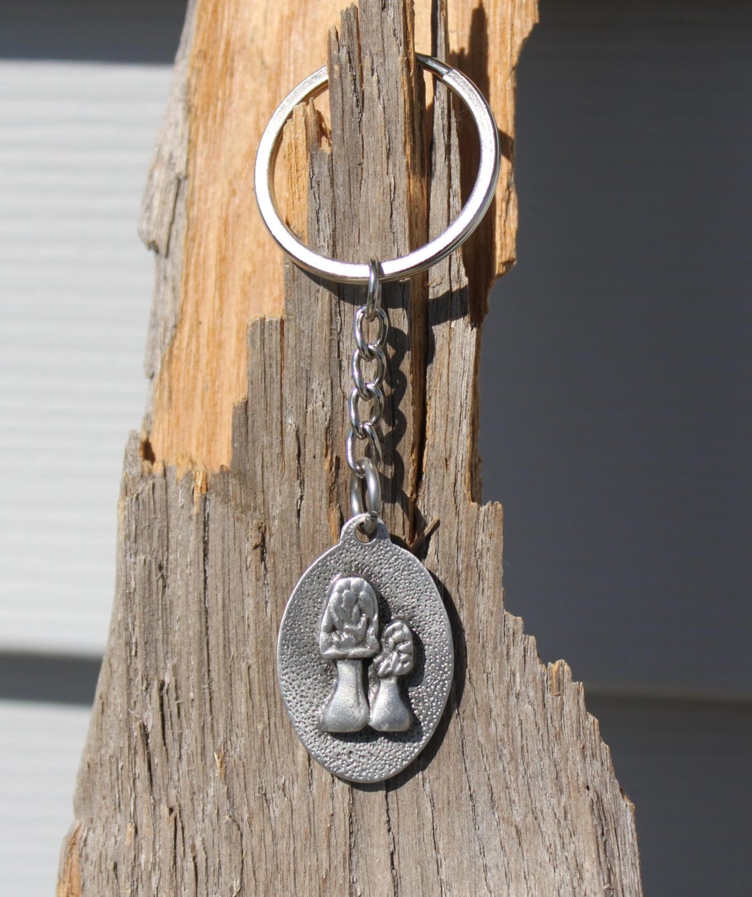 Lead Free Pewter Morel Mushroom Keychain Pendant Key Ring Charm Made in ...