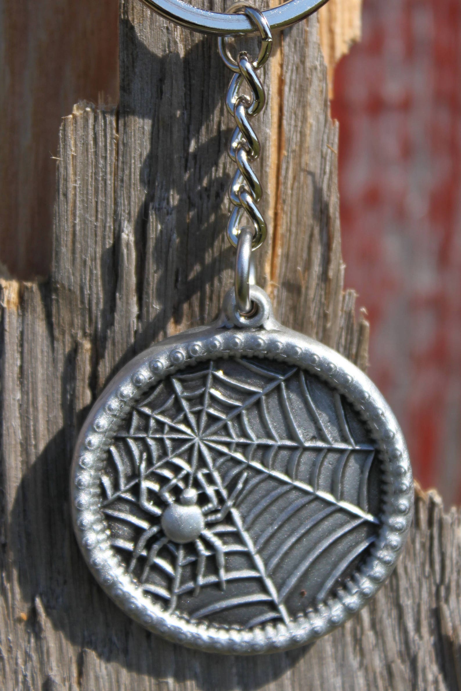 Hastings Pewter Lead Free Pewter Spider & Web Keychain Pendant - Etsy