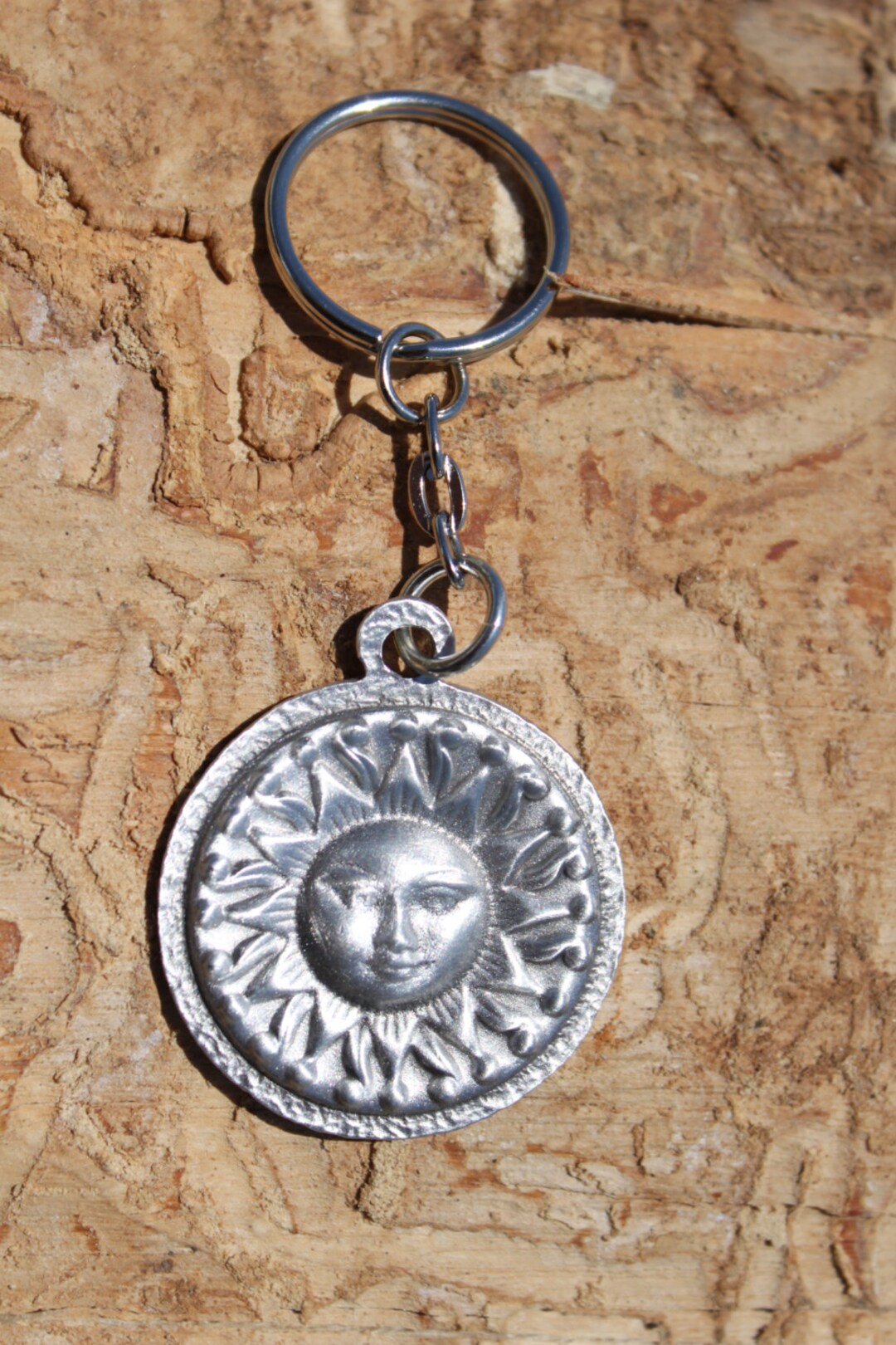 Celestial Sun Fine Pewter Keychain Pendant Key Chain Hand Made in ...