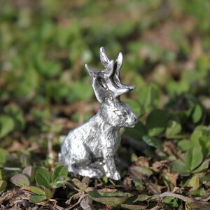 Lead Free Pewter Jackalope Figurine Animal Game Piece Small Gift Rabbit ...