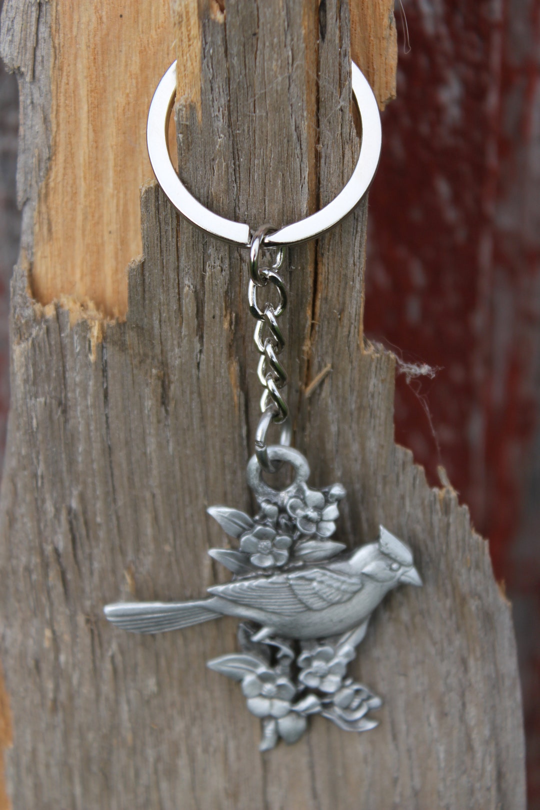 Lead Free Pewter Cardinal Keychain Fine Pewter Bird Key Chain Made in ...