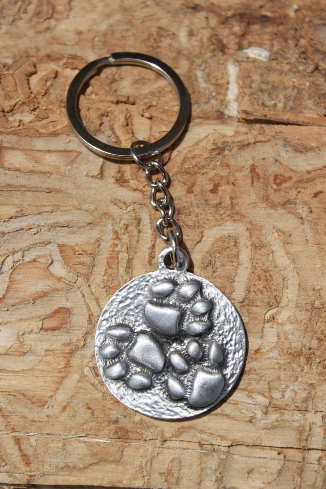 Hastings Pewter Lead Free Pewter Paw Print Keychain Says for the Love ...