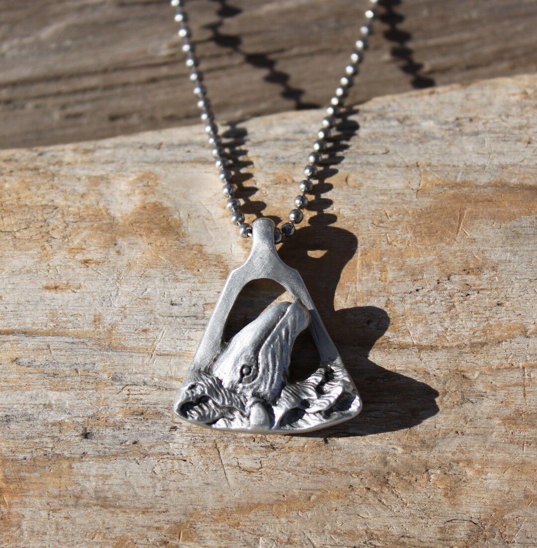 Hand Made Lead Free Pewter Whale Necklace on Stainless Steel Ball Chain ...