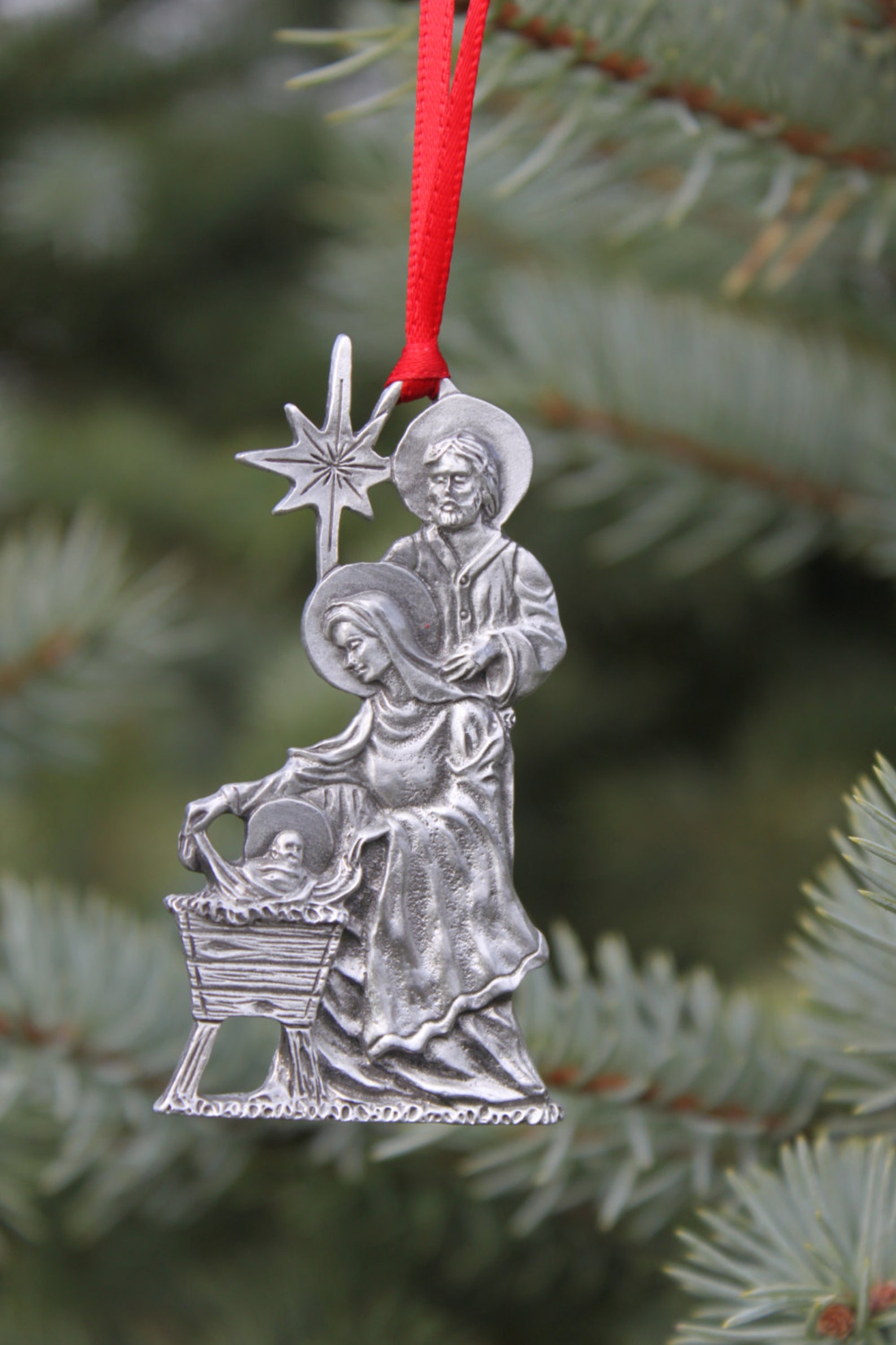 Lead Free Pewter Nativity Scene Ornament Religious Gift Jesus Made in ...