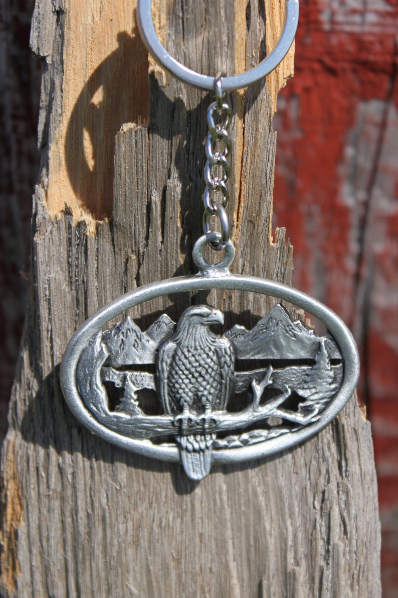 Lead Free Pewter Bald Eagle Keychain Eagle Mountain Scene Key - Etsy