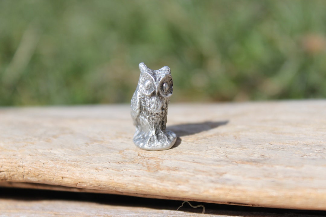 Owl Figurine Fine Pewter Small Miniature Mini Pocket Charm Bird Gift ...